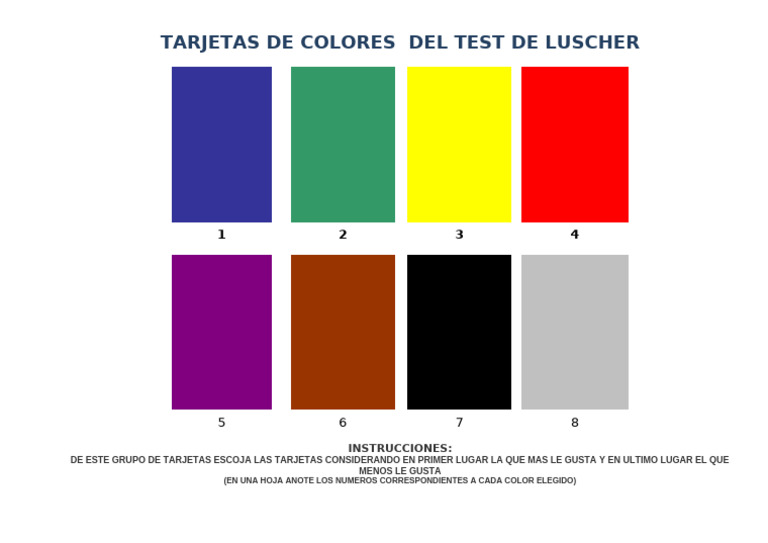 Tarjetas de Colores Del Test de Luscher | PDF