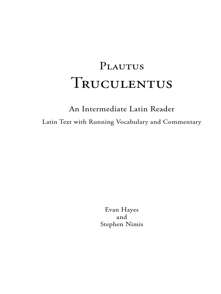 Plautus Truculentus An Intermediate Lati | PDF