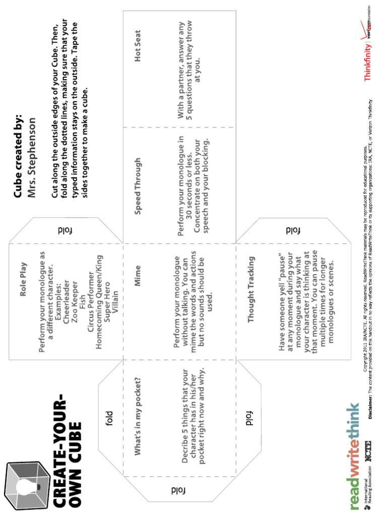 Character Cube Activities | PDF