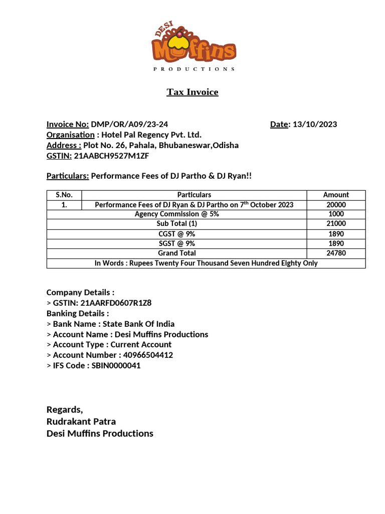 Tax Invoice Pal Regency | PDF