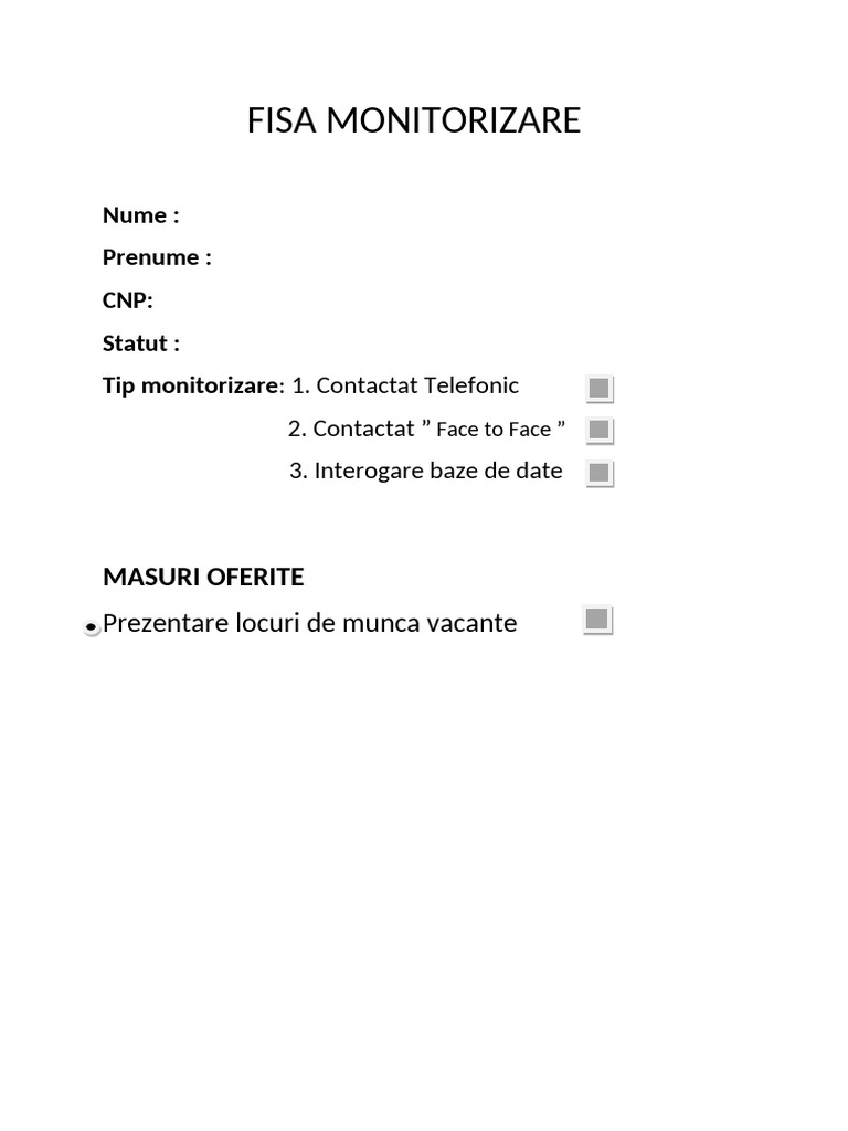 Fisa Monitorizare | PDF