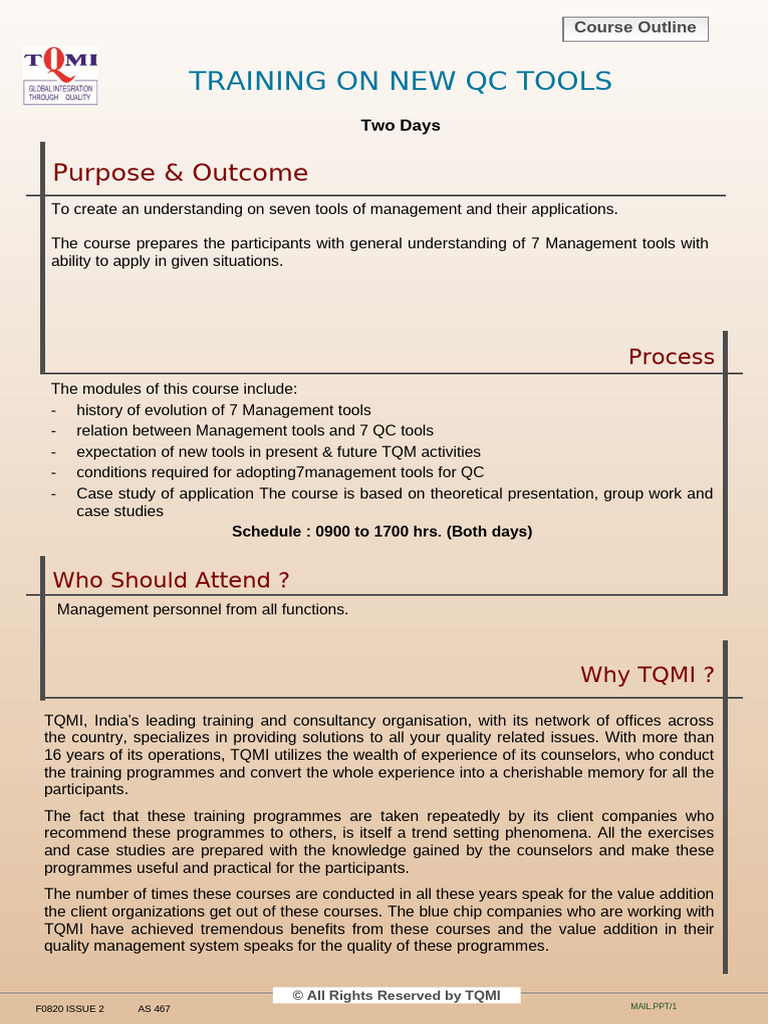 7QC Tools Info Sheet | PDF