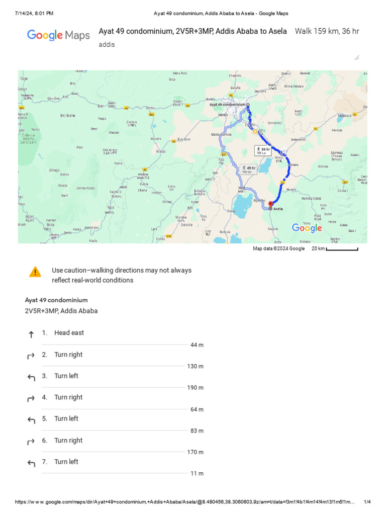 Ayat 49 Condominium, Addis Ababa To Asela - Google Maps | PDF
