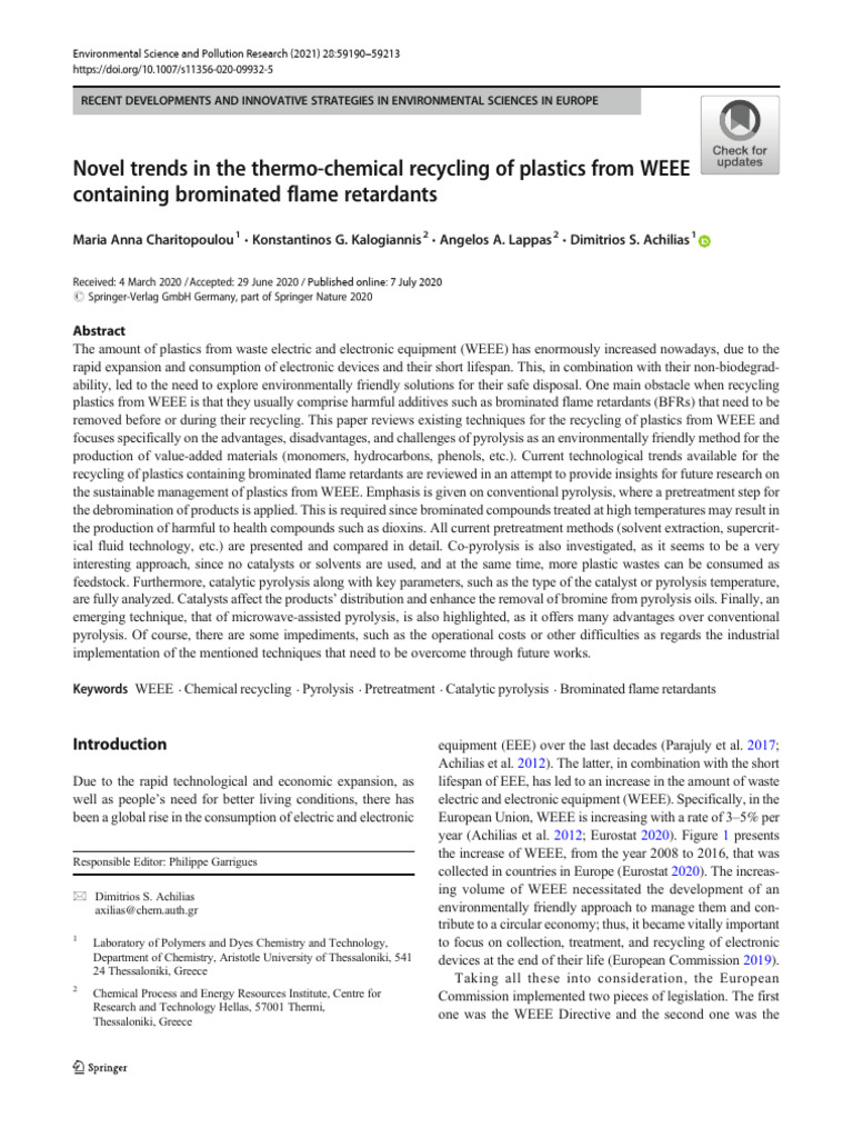 2021 - PAPER Novel trends in the thermo-chemical recycling of plastics ...