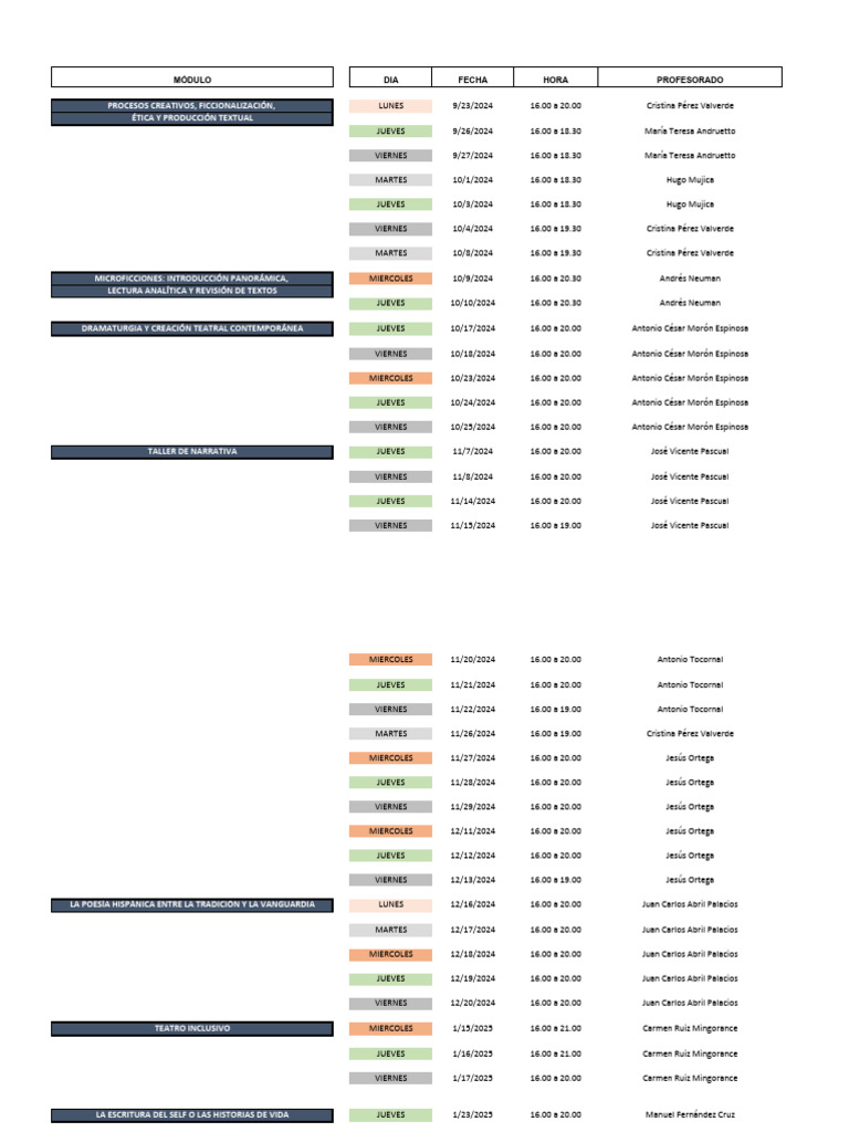 Calendario Master | PDF