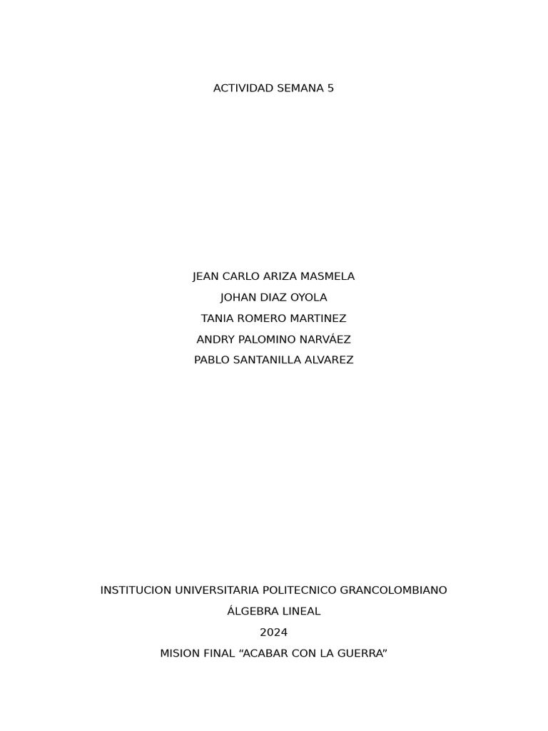 Álgebra lineal semana 5 | PDF