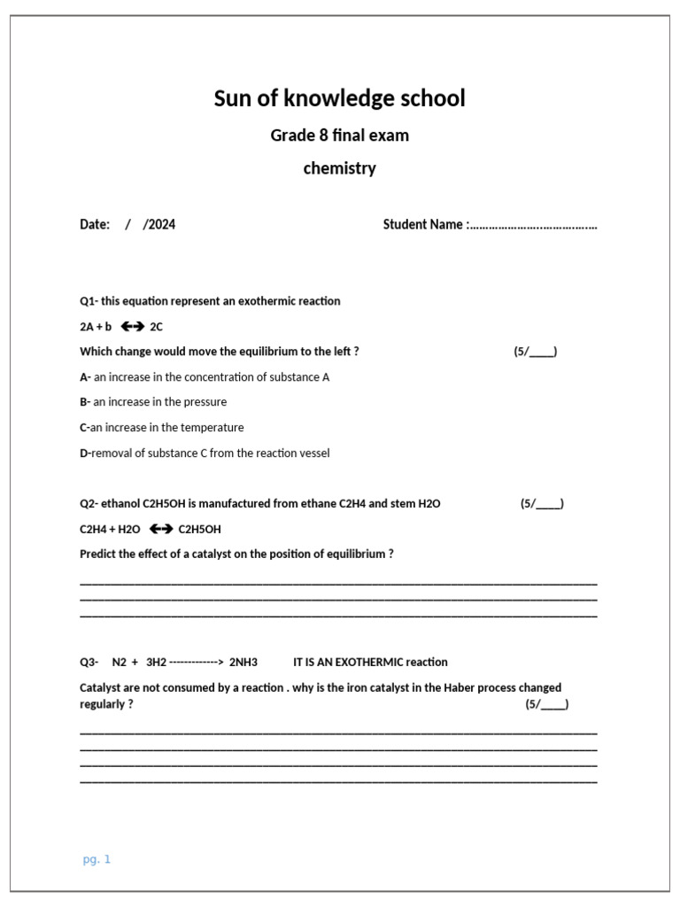 grade 8 final exam | PDF