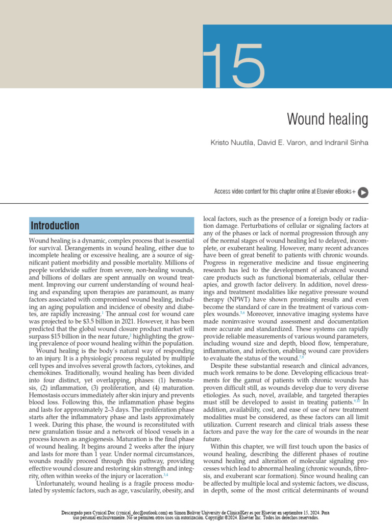 Wound Healing: Kristo Nuutila, David E. Varon, and Indranil Sinha | PDF