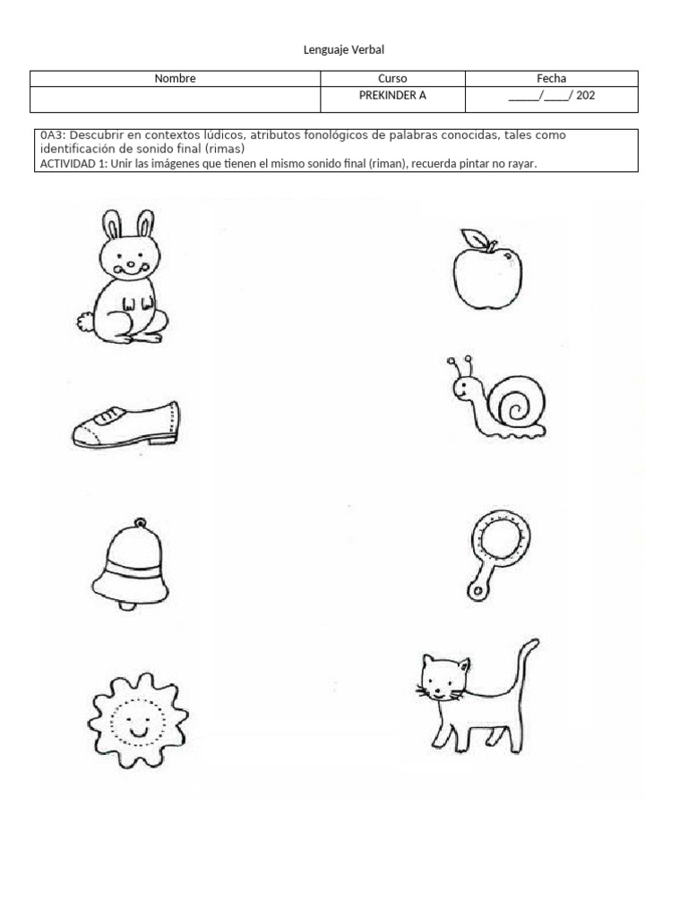 Prekinder - Lenguaje - Sonido Final 2 | PDF | Artes del Lenguaje y ...