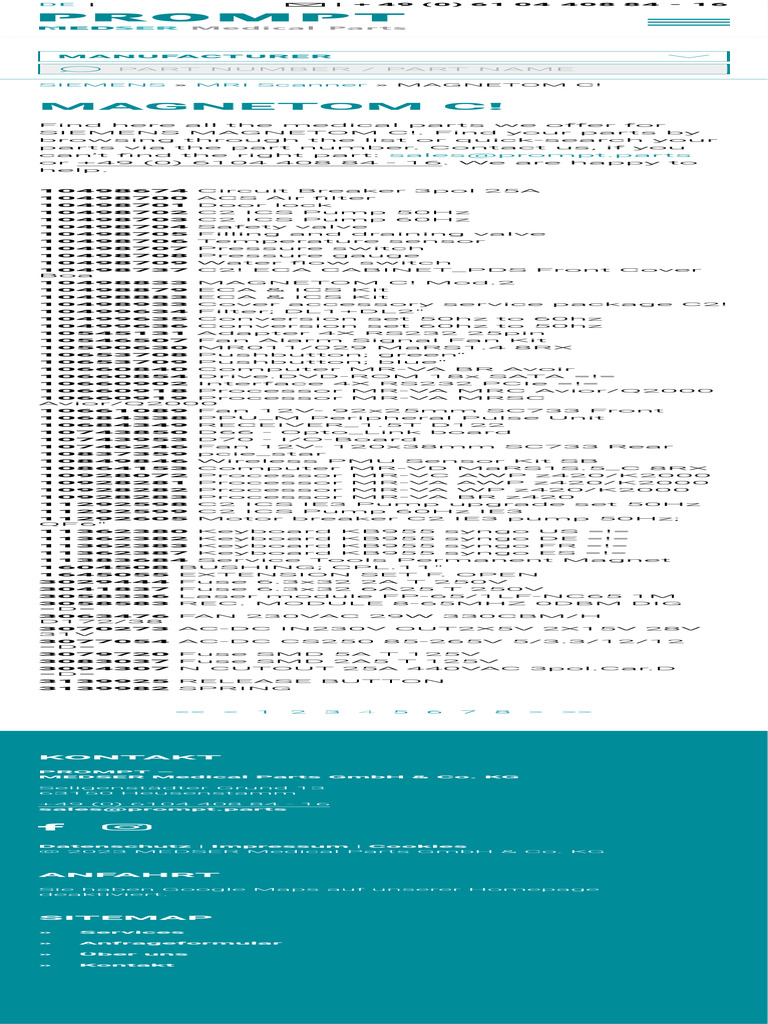 Magnetom C! - Part List Page 4 | PDF