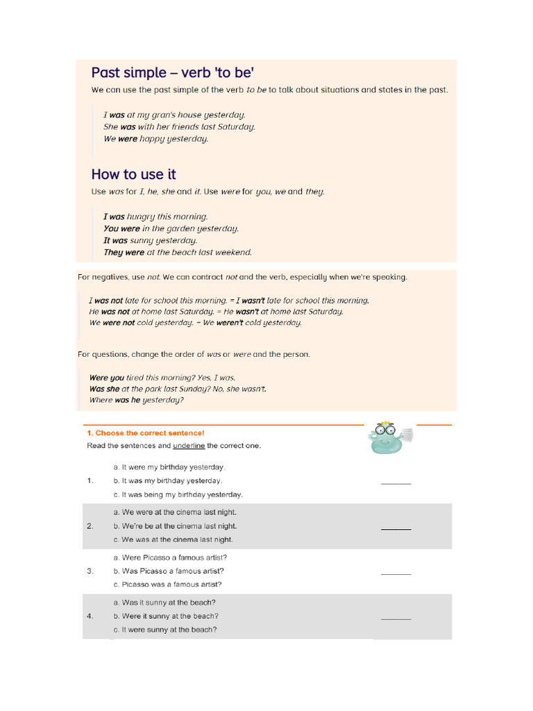 Past Simple Verb To Be | PDF