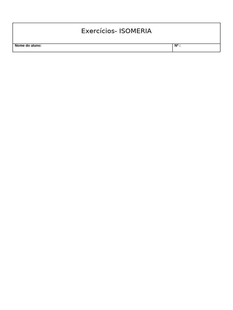 Lista Exerc ISOMERIA | PDF