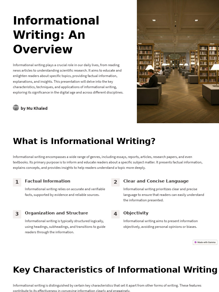Informational Writing An Overview | PDF