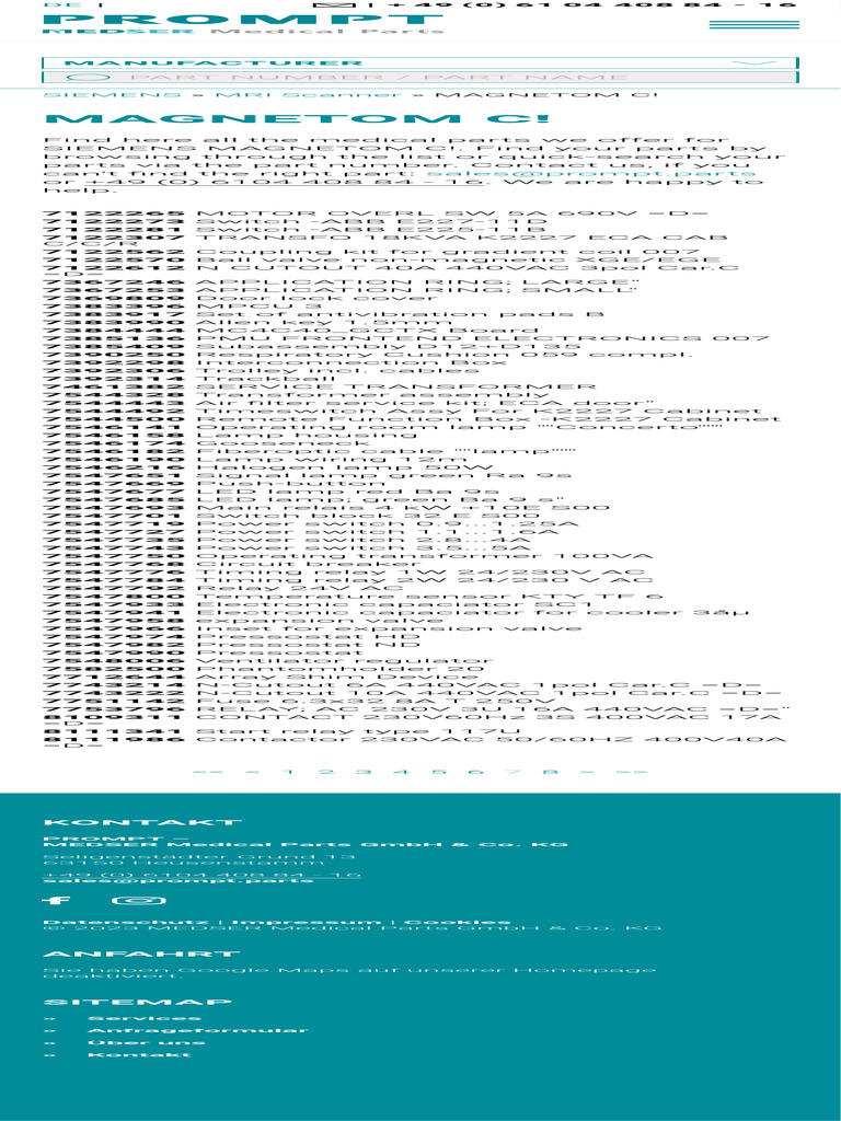 MAGNETOM C! - Part List Page 7 | PDF