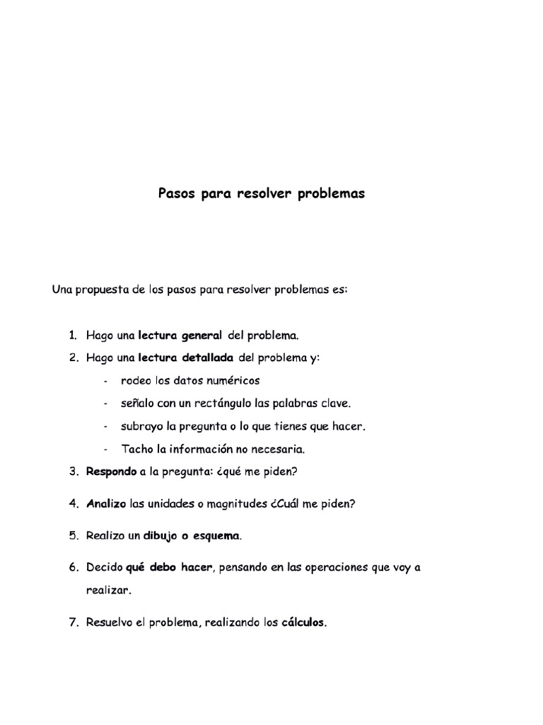 Pasos para resolver problemas | PDF