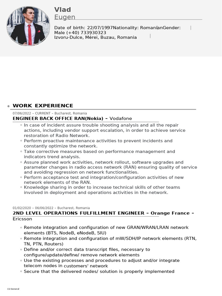 Vlad Eugen CV1 | PDF