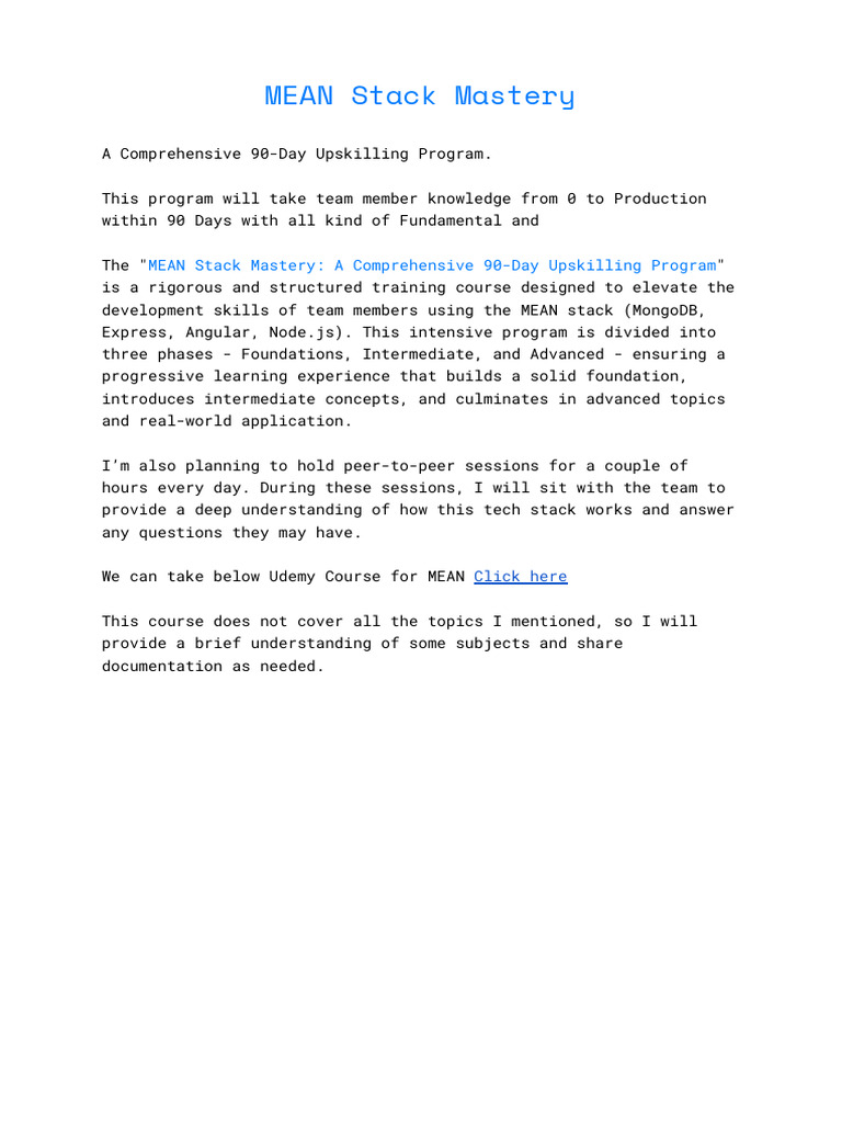 90 Day's Plannnig For MEAN Stack | PDF | Java Script | Art