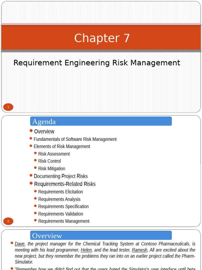 Chapter 7 - Requirement Engineering & Risk | PDF