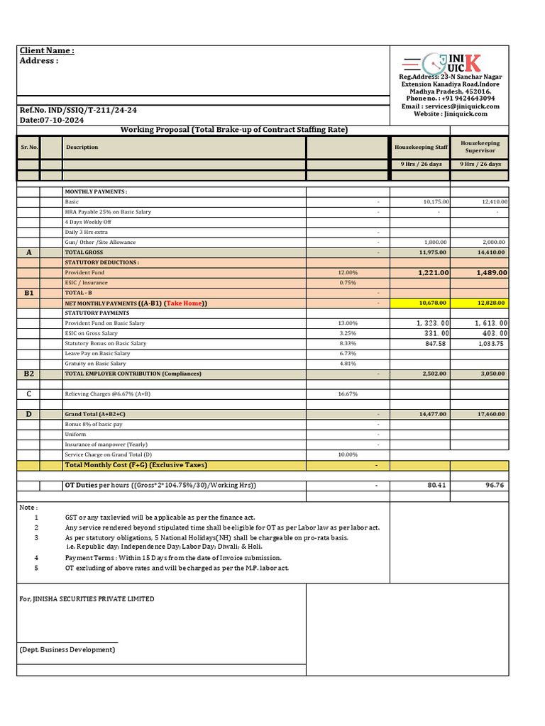 Quotation - Housekeeping Service | PDF