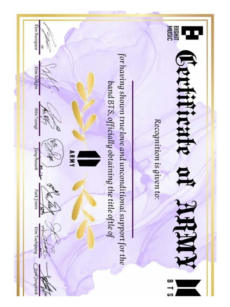 BTS Certificate | PDF