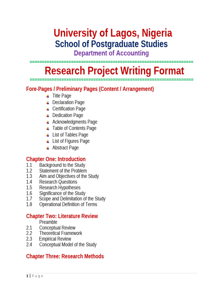 Research Project Writing Format Sept 2023 1 | PDF