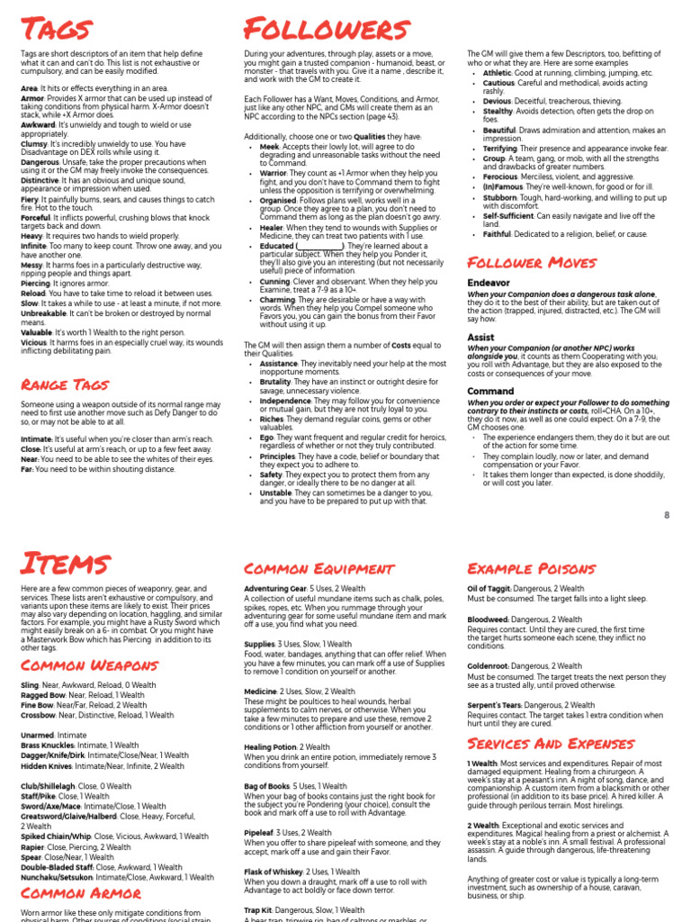 Chasing Adventure Tags and Items Reference | PDF