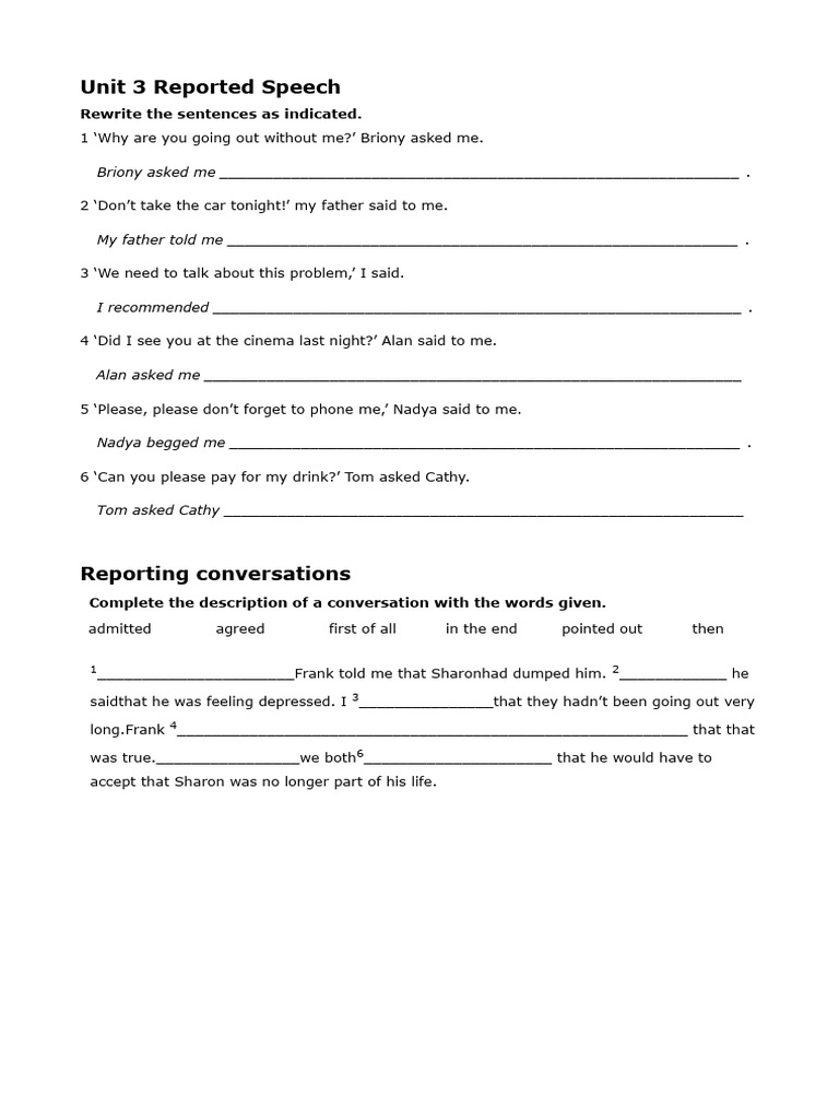 Reported Speech Extra | PDF