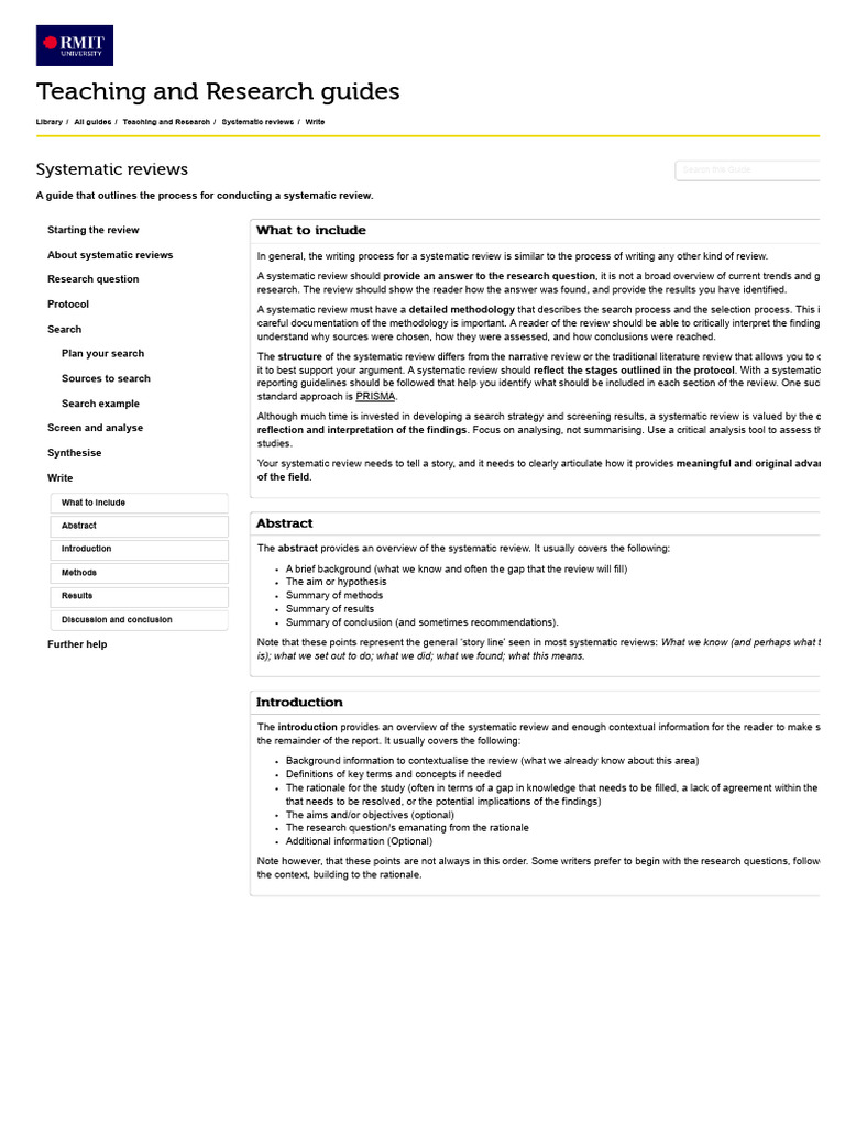 Write - Systematic Reviews - All Guides at RMIT University | PDF