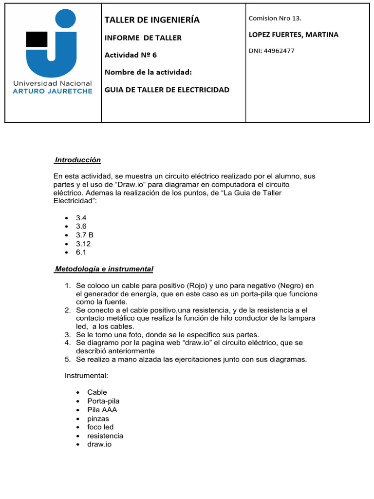 TALLER DE INGENIERÍA Martina n6 2 | PDF
