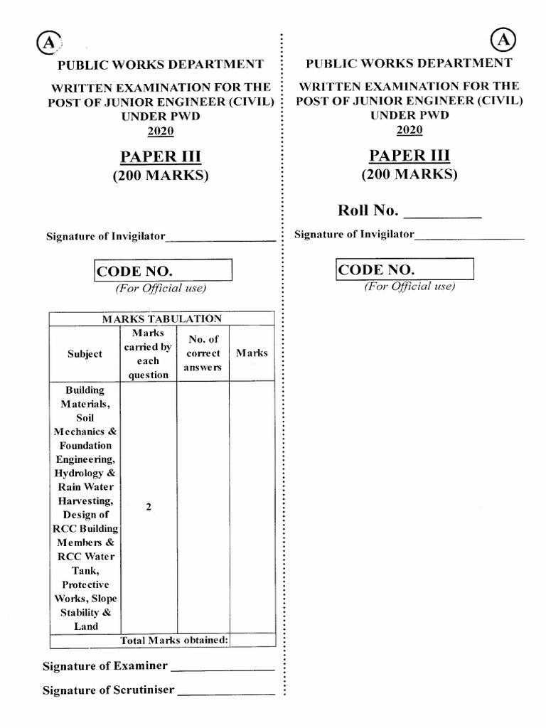 Old Question Paper III For Je | PDF