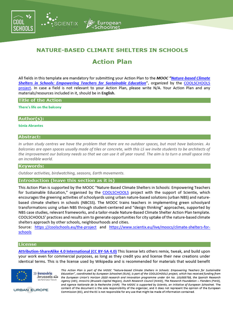 Balcony Climate Shelter Action Plan | PDF | Sustainability | Biodiversity