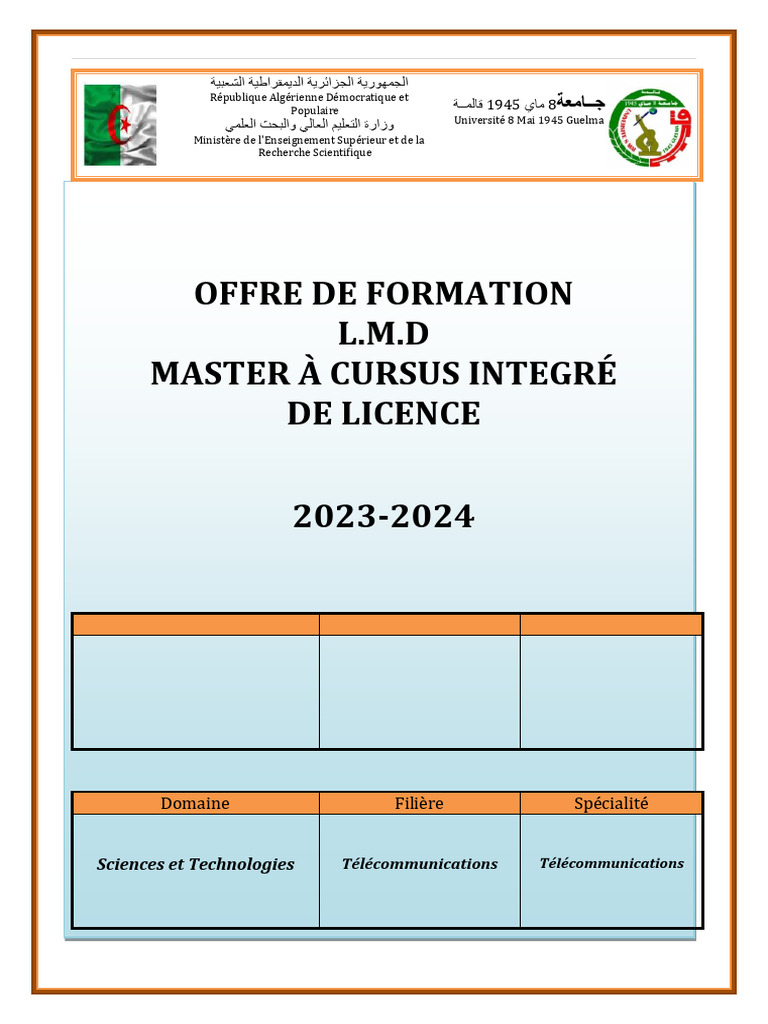 UnivGuelma MCIL Télécom. 2023 2024-Version Finale - (Officielle) | PDF