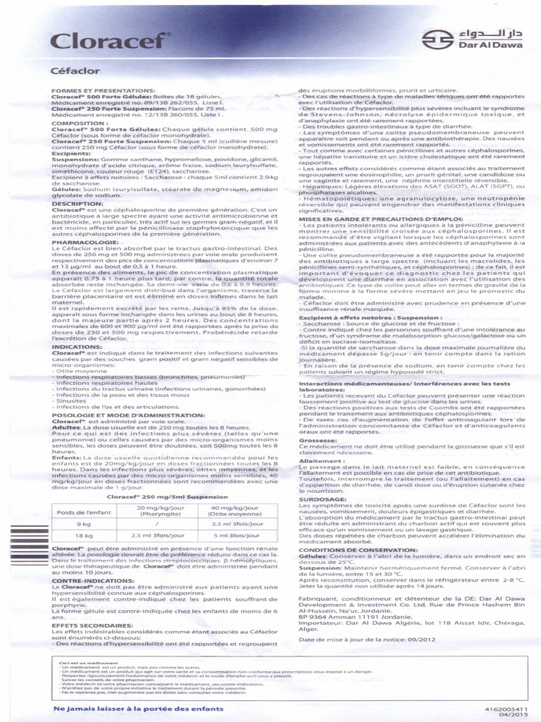 Notice Cloracef 500 MG | PDF