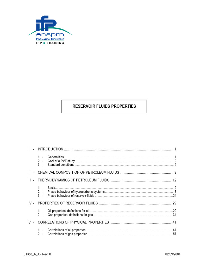Reservoir Fluids Properties | PDF