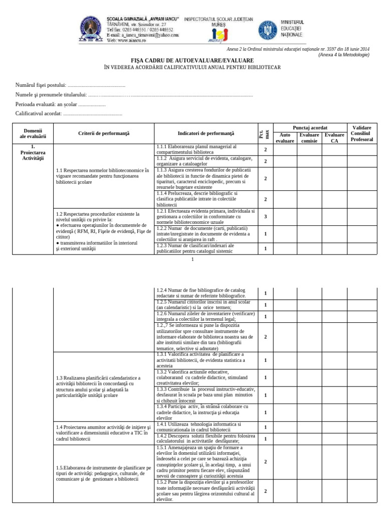 Fisa Bibliotecar | PDF