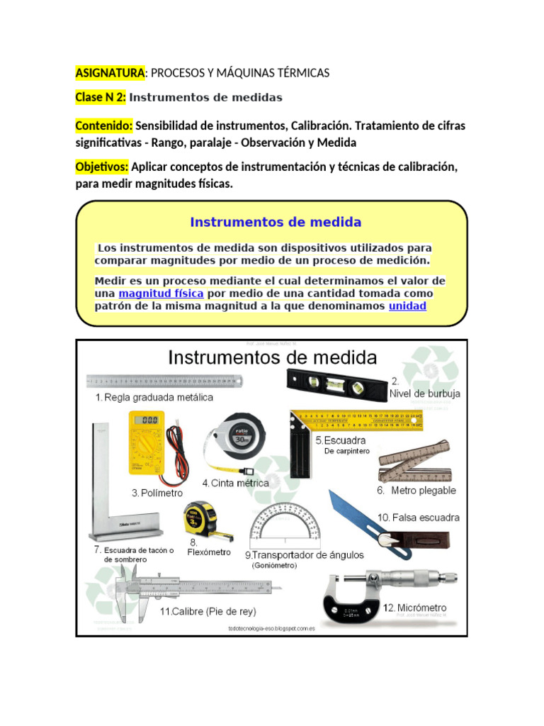 CLASE-N2 Instrumentos de Medidas | PDF | Calibración | Medición