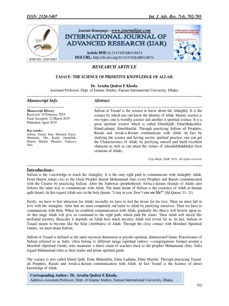 Tasauf The Science of Primitive Knowledg | PDF