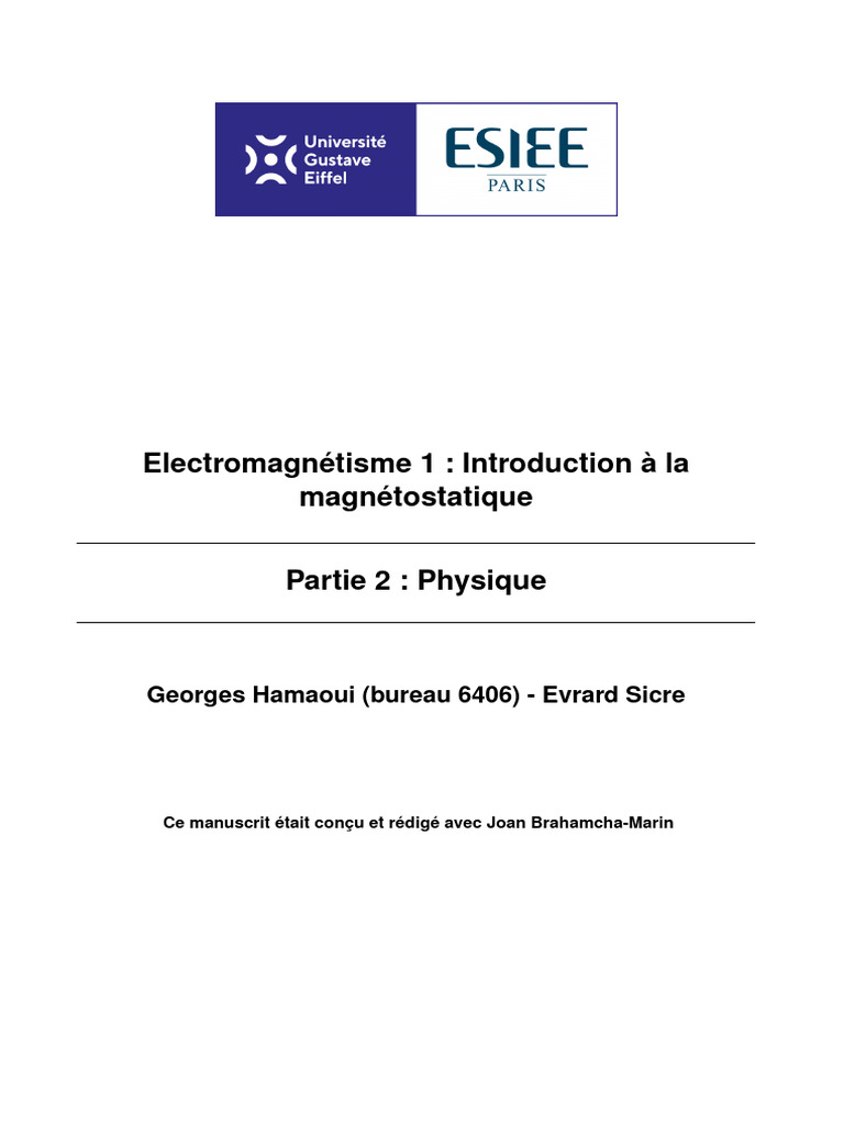 SFP-1203 - Polycopie - Electromagnetisme1 - Introduction A La ...