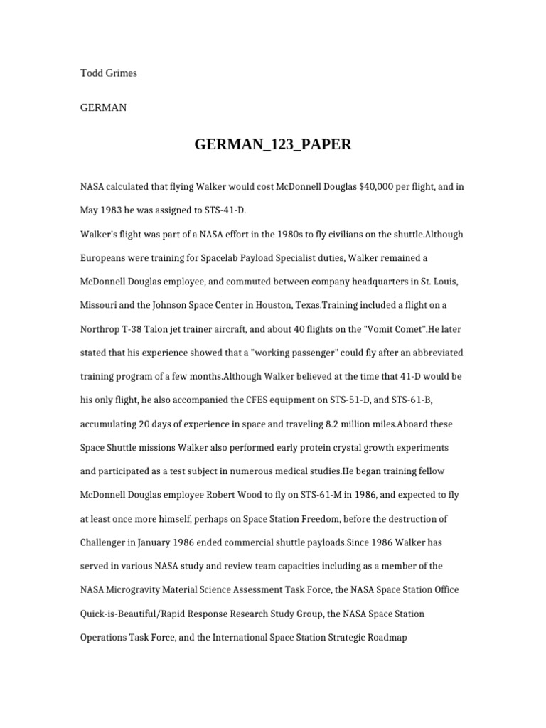 German 123 Paper | PDF
