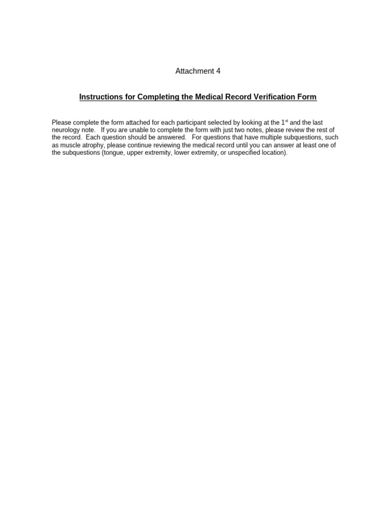 Instructions For Completing The Medical Record Verification Form | PDF