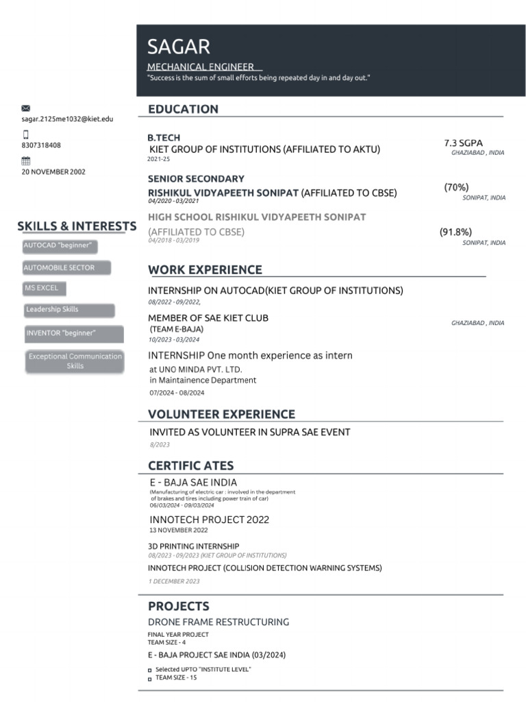 SAGAR (Resume) PDF | PDF