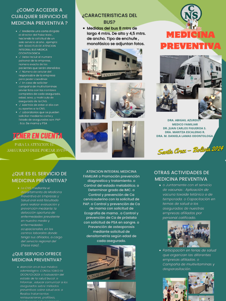 ¿QUE ES EL SERVICIO DE MEDICINA PREVENTIVA (Trípticos) | PDF