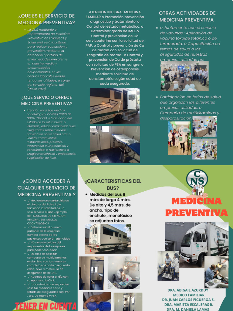 ¿QUE ES EL SERVICIO DE MEDICINA PREVENTIVA (Trípticos) | PDF