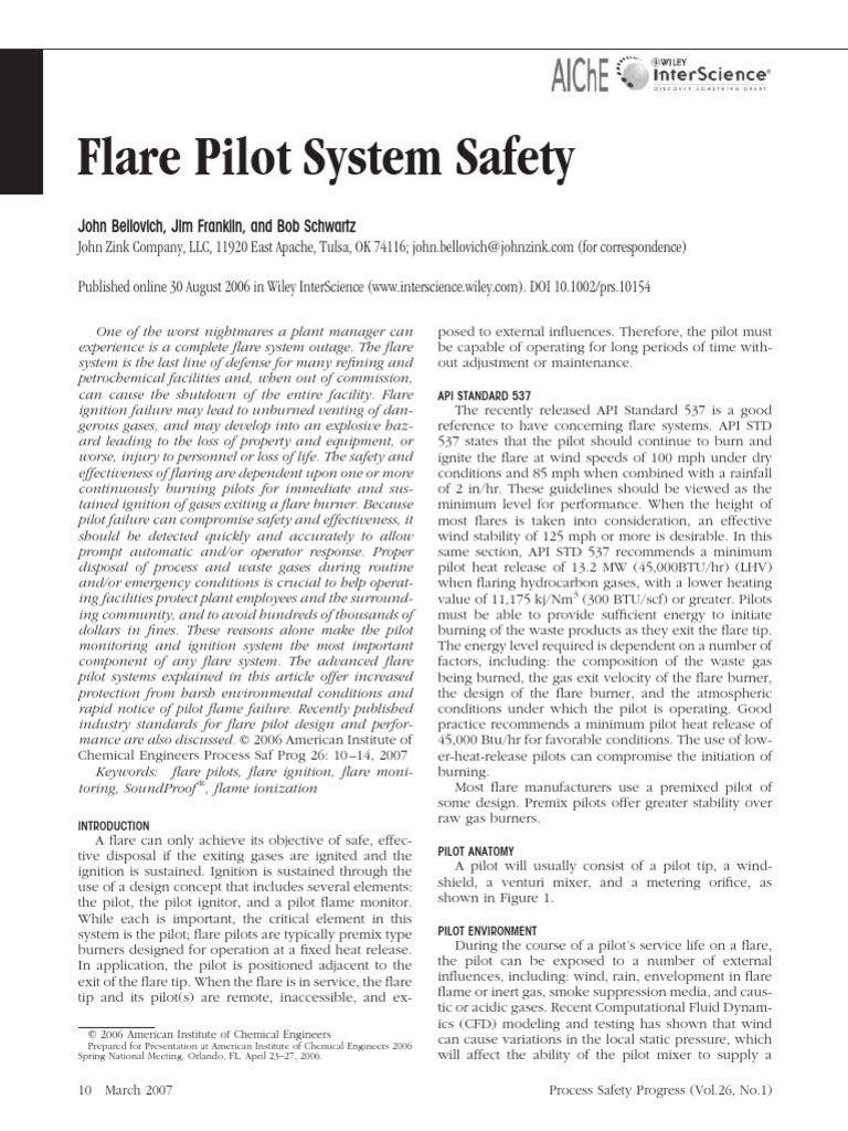 Flare Pilot System Safety | PDF