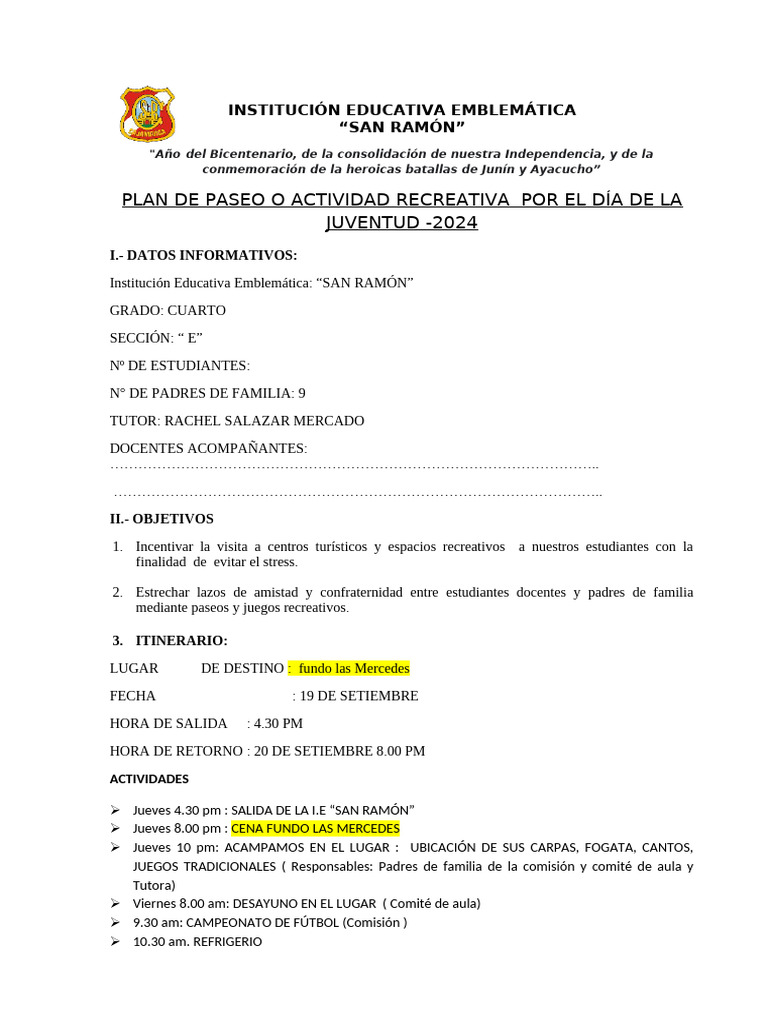 Plan de Paseo-2024 | PDF