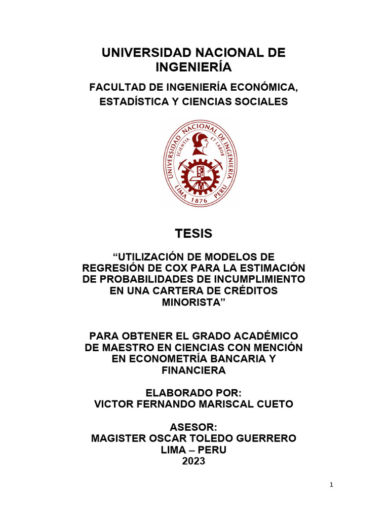 Modelo de Regresi N de COX para Estimar P Rdidas Esperadas 1698958778 | PDF