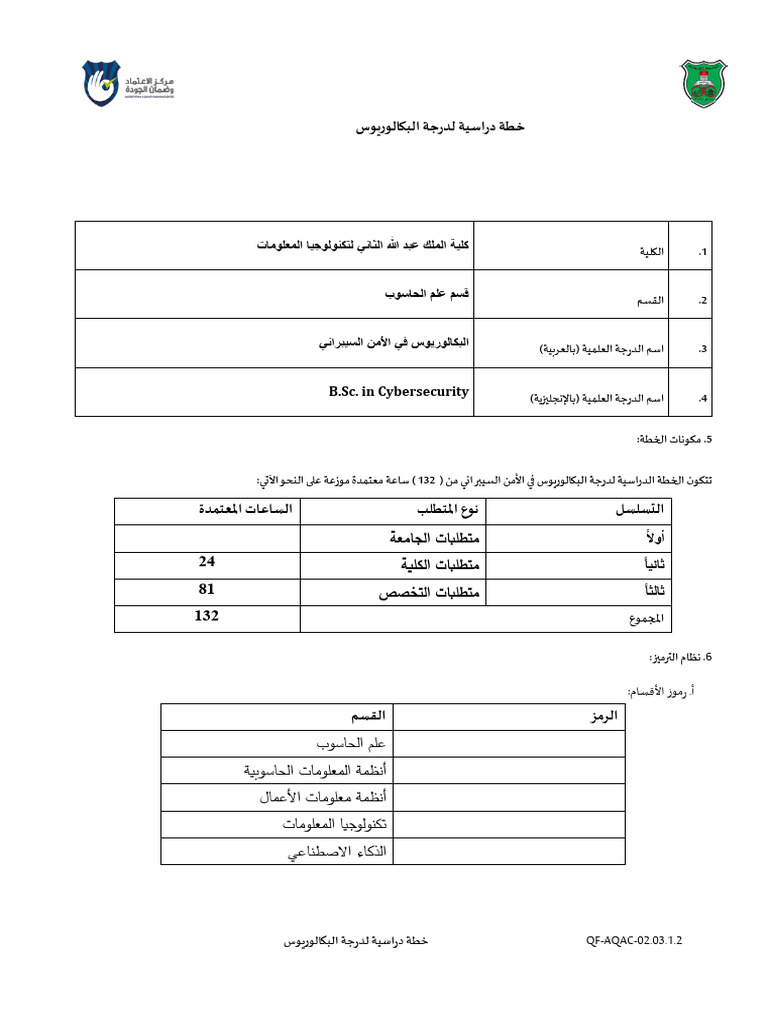 BSc of Cybersecurity Arabic 2022 | PDF