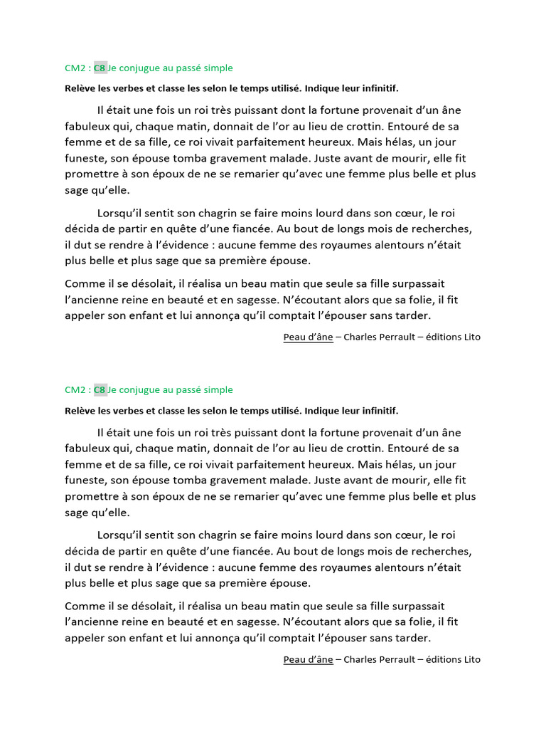 P3 S2 CM2 Découverte Passé Simple | PDF