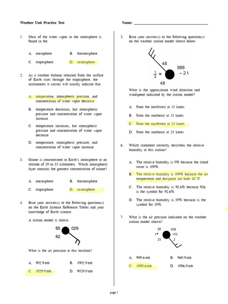 Unit 1 Diagnostics (Weather) NA | PDF