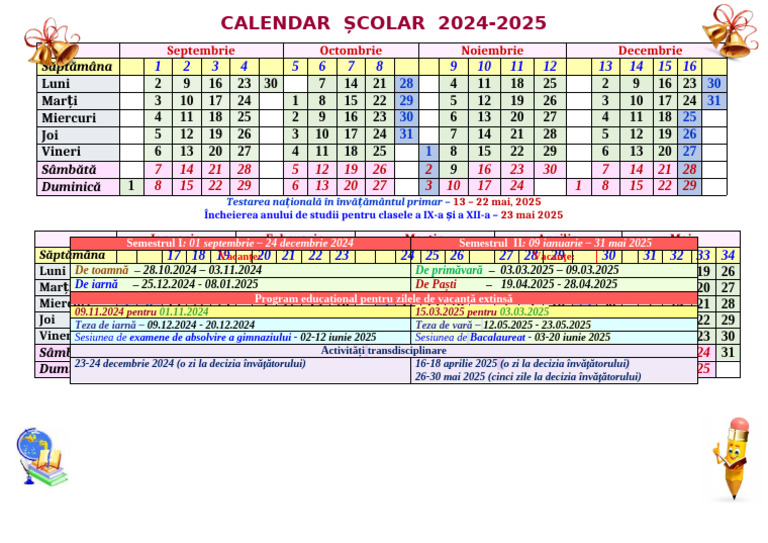 Calendar Scolar 2024-2025 | PDF